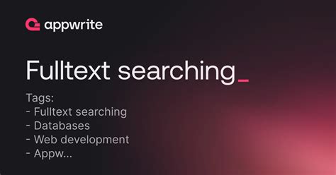 Fulltext Searching Threads Appwrite