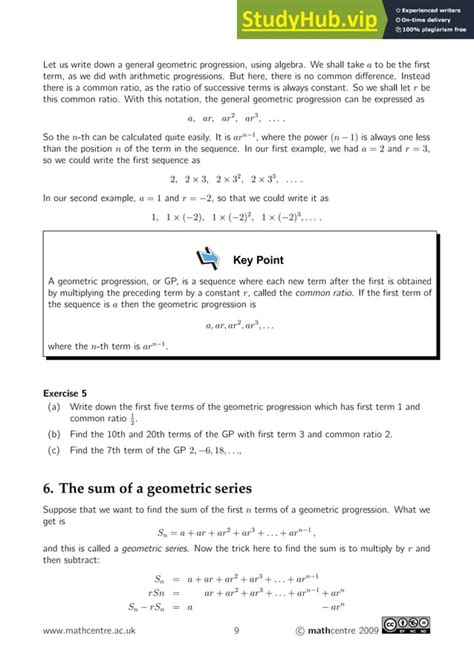 Arithmetic And Geometric Progressions Pdf
