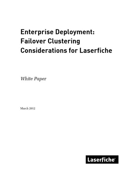 Enterprise Deployment Failover Clustering With Laserfiche 8 Pdf