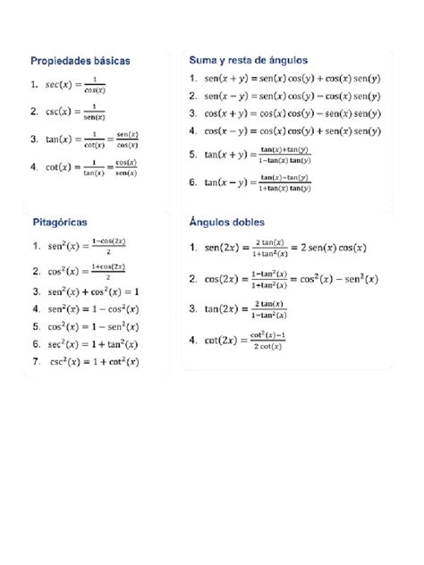 Identidades Para Limites Trigonometricos Pdf