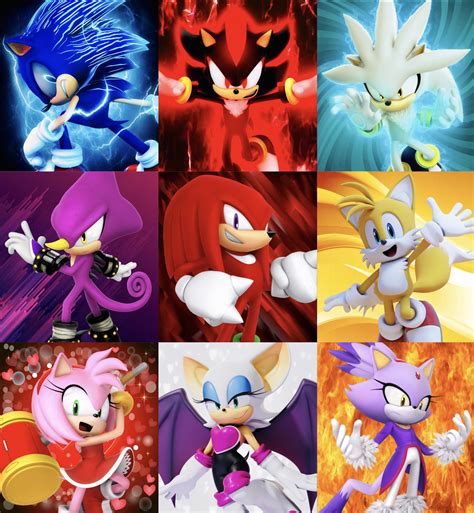 Sonic And Shadow And Silver And Knuckles And Tails And Amy And Blaze
