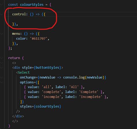 Menu Part Goes Down Trying To Style Select On Control Style Key · Issue