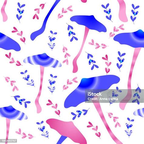 마법의 버섯과 잎 원활한 파터른 환각 환각 유독한 먹을 수 없는 버섯 생생한 벡터 클립아트 흰색 배경에 동화 그림 0명에 대한 스톡 벡터 아트 및 기타 이미지 Istock