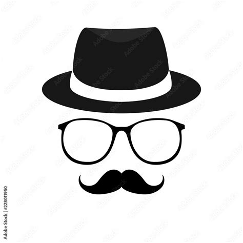 Secret Agent Icon In A Hat And Glasses Vector Cartoon Illustration