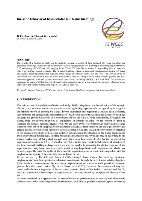 Pdf Inelastic Behavior Of Base Isolated Rc Frame Buildings