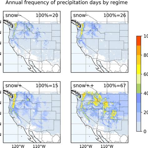 The Spatial Distribution Of Frequency Of Precipitation Days For Each Download Scientific