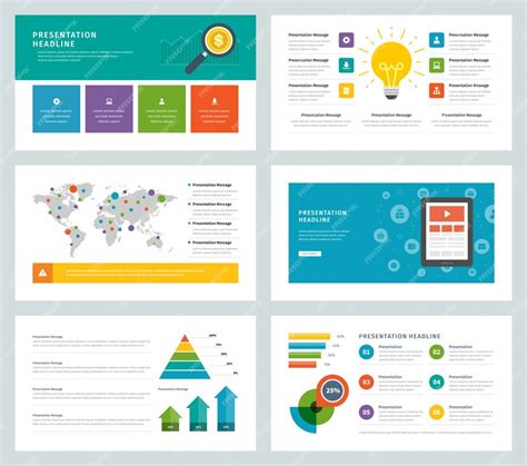 비즈니스 프레 젠 테이 션 템플릿 평면 디자인 벡터 Infographic 아이콘 및 요소 프리미엄 벡터