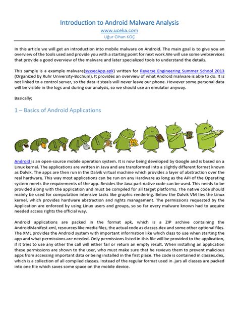 Android Malware Analysis Guide Pdf Android Operating System Java Programming Language