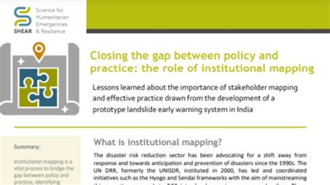 Closing The Gap Between Policy And Practice The Role Of Institutional Mapping Preventionweb