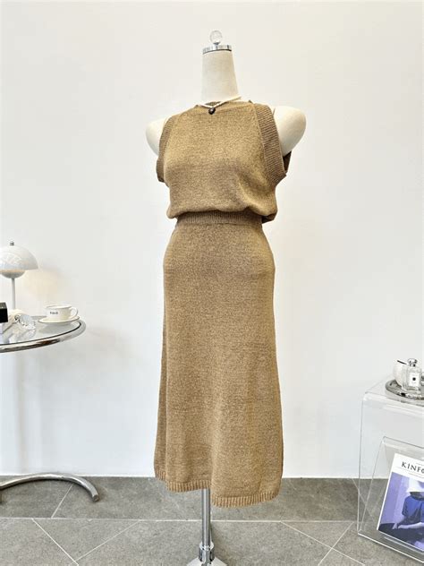 데일리 니트 홀터넥 나시 스커트 투피스 세트