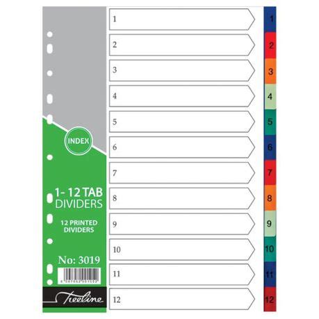 Treeline A Index To Rainbow Dividers A PVC Printed Pack Of Tool Home