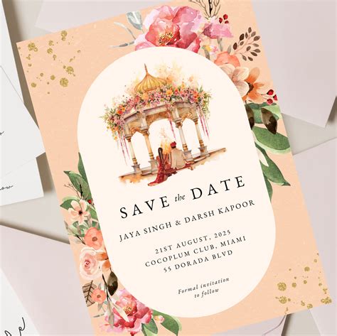 Indian Save The Date Template Digital Hindu Wedding Save The Date