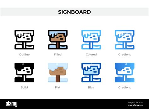 Signboard Icons In Different Style Signboard Icons Set Holiday Symbol