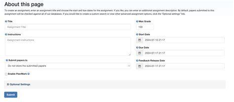 Optional Assignment Settings Turnitin Guides