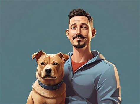 Premium Photo A Man And A Dog Are Posing For A Picture With A Man And