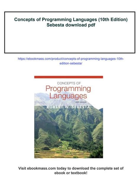 Concepts Of Programming Languages 10th Edition Sebesta Pdf