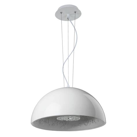 Floral Hemispherical Decorative Pendant Lamp Gloss White