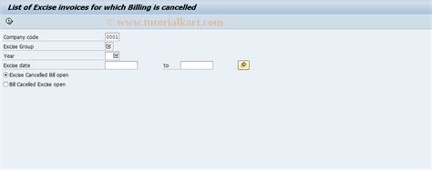 J IIEXCP SAP Tcode Sales Excise Invoice Exceptions
