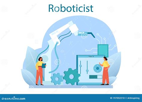 Roboticist Concept Set Robotic Engineering And Constructing Stock Vector Illustration Of