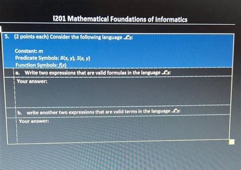 1201 Mathematical Foundations Of Informatics 5 2