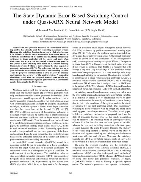 Pdf The State Dynamic Error Based Switching Control Under Quasi Arx