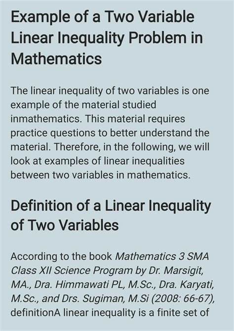 SOLUTION Example Of A Two Variable Linear Inequality Problem In Mathematics Studypool