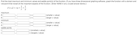 Solved Find The Local Maximum And Minimum Values And Saddle