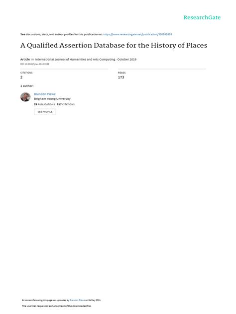 A Qualified Assertion Database For The History Of Pdf Resource
