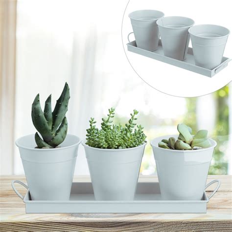 3pcs Garden Planters Flower Pot With 1pc Tray Herb Vicedeal