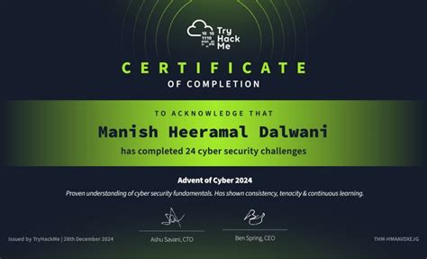 Cybersecurity Tryhackme Adventofcyber Ethicalhacking Ctf Learning
