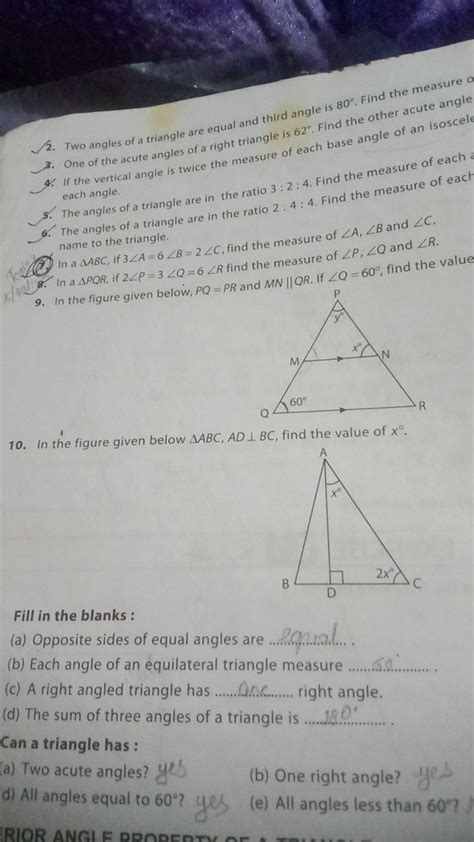 2 two angles of a triangle are equal and third angle is 80∘ find the me