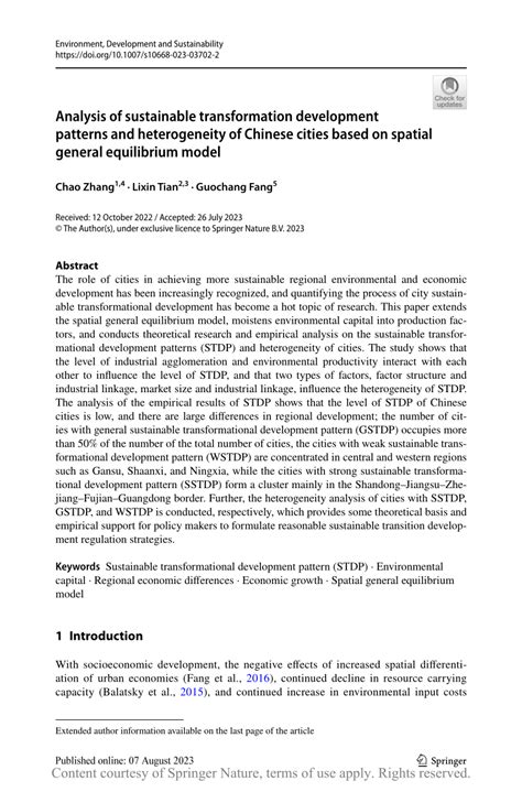 Analysis Of Sustainable Transformation Development Patterns And
