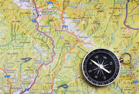 Premium Photo Compass On Map