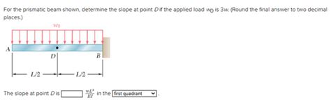 Solved For The Prismatic Beam Shown Determine The Slope At