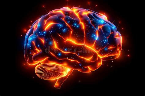 A Digital Illustration Of A Human Brain In Vibrant And Abstract Stock