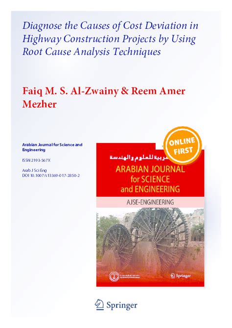 Pdf Diagnose The Causes Of Cost Deviation In Highway Construction