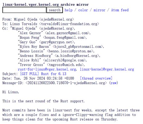 Linux 613 新增 3k 行 Rust 基础架构代码 Oschina 中文开源技术交流社区