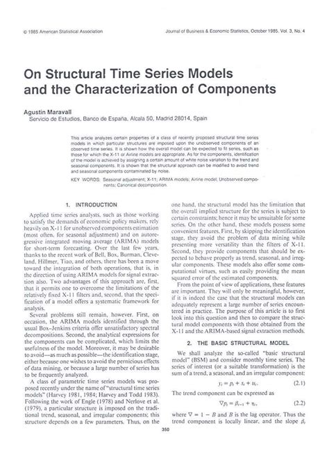 Pdf On Structural Time Series Models And The Characterization Of Components