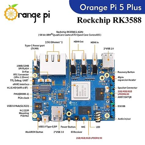 Orange Pi 5 Plus 16g With 256gb Emmc Module Rk3588 8 Core 64 Bit Single Board Computer 2 4ghz