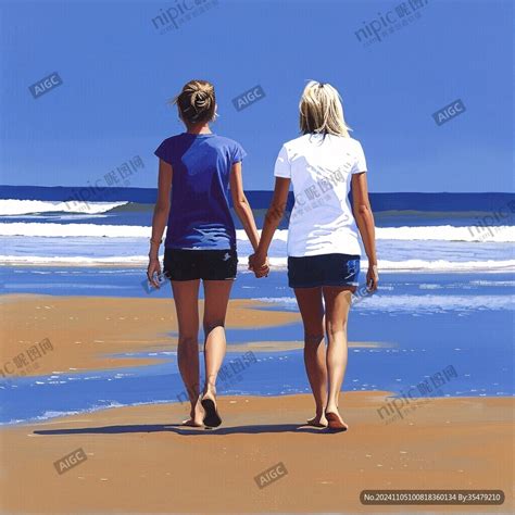 Ai创作图海滩漫步插画 海边人物手绘 海滩情侣背影 手绘海边散步的女孩 海边男女生 一起看大海 手拉手行走 观海男人女人 漫步沙滩 手绘美腿沙滩上的约会 海滩背影 海边女背影 海滩漫步 海边