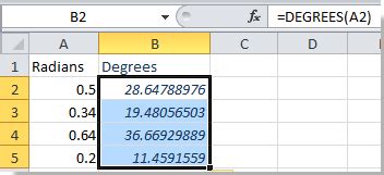 How To Convert Angle Between Degrees And Radians In Excel
