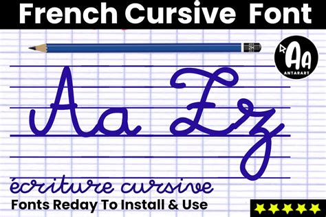 French Cursive Lined Font By AntarArt Creative Fabrica