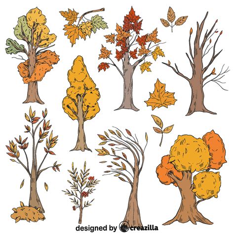 Set Of Fall Trees Free Vector Images On