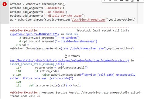 issues when trying to use chromedriver in colab · issue 3347