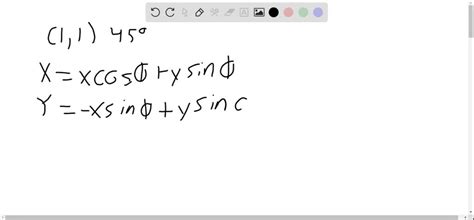 Rotation Of Axes Determine The Xy Coordinates Of The Given Point If The