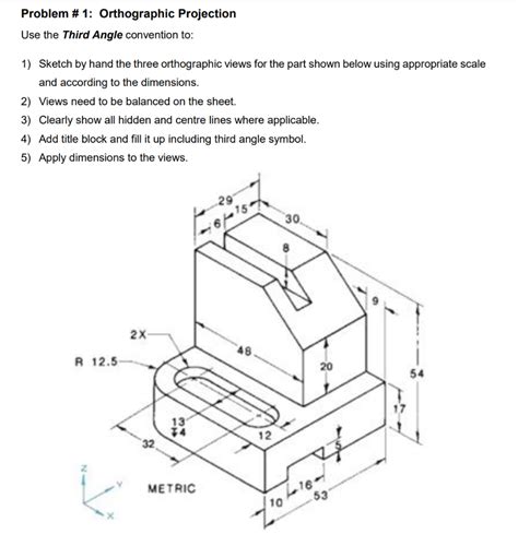 solved problem 1 orthographic projection use the third
