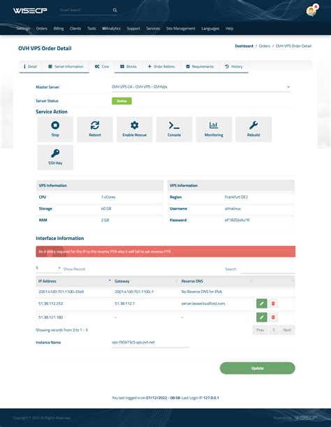 WISECP Module OVH VPS Automation