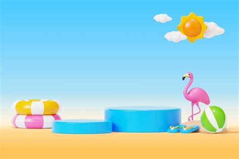 여름 판매 연단 배경 무료 Psd 파일