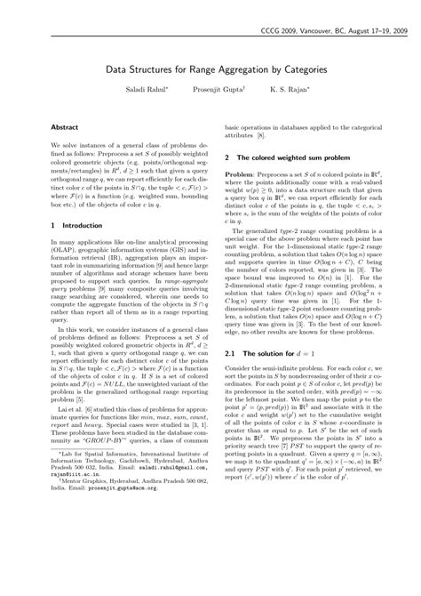 pdf data structures for range aggregation over categories