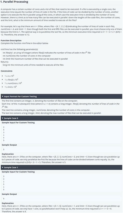 Hackerrank Certification Test Parallel Processing General CodeChef